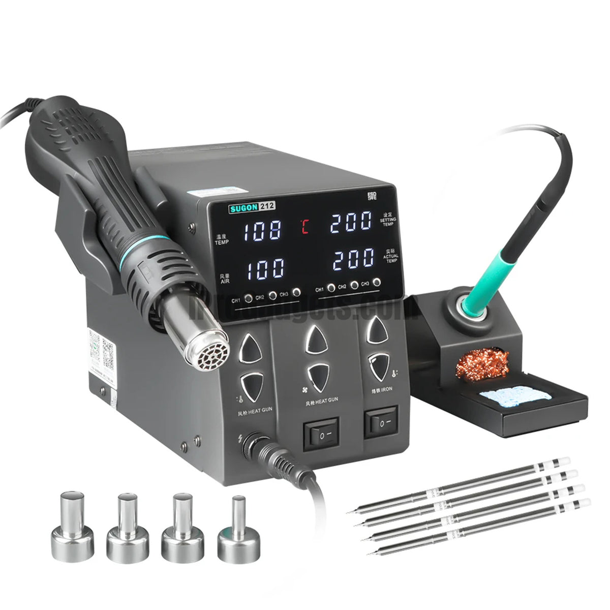 SUGON 212 760W 2-in-1 Soldering Station With T12 Soldering Iron Hot Ai – iProGadgets