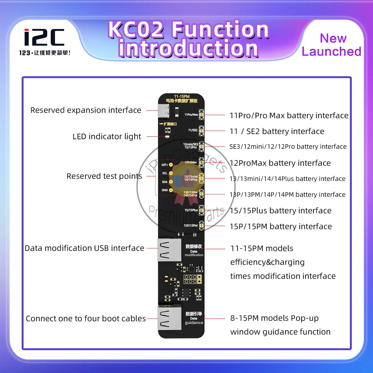 I2C KC02 Battery Data Repair Expansion Board For iPhone 11-15 Pro Max – iProGadgets
