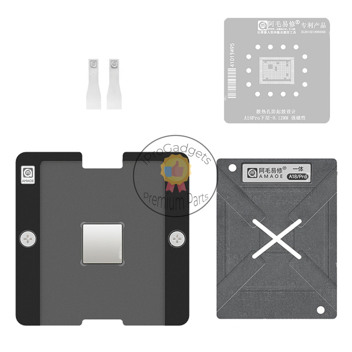 Amaoe 0.12mm Lower Layer (CPU) BGA Reballing Stencil Platform Set for Apple A18 Pro iPhone 16P ...
