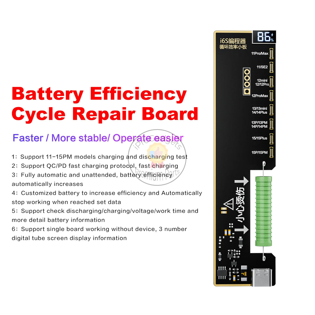 iProGadgets Repair Tools i2c i6S Battery Efficiency Cycle Repair Board for iPhone 11-15 Pro Max ...