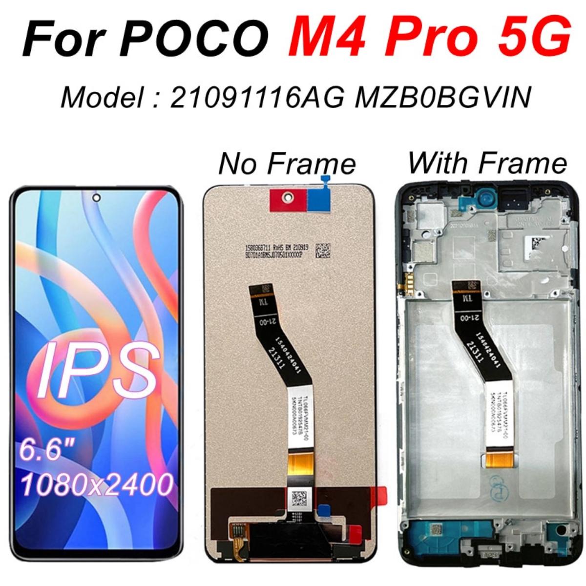 Replacement LCD Display Touch Screen With Frame for Xiaomi Poco M4 Pro 5G 21091116AG MZB0BGVIN ...