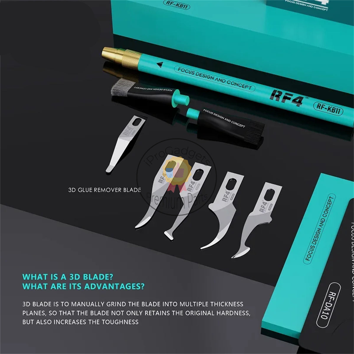 RF4 RF-KB11 2in1 3D Glue Remover Blade for Mobile Phone Motherboard Dust Cleaning ESD Double ...