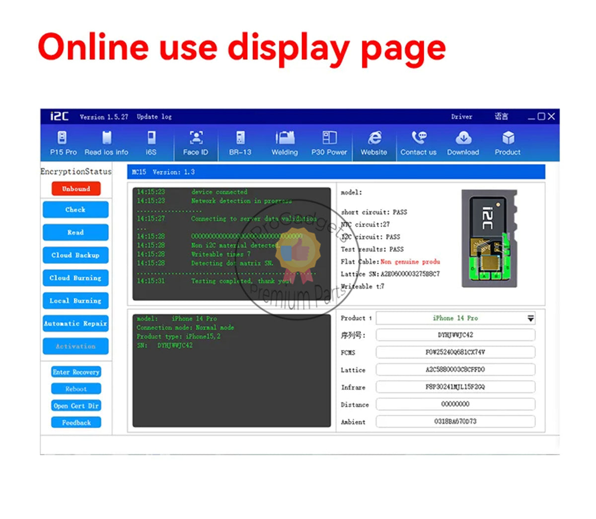 i2C MC15 Dot Matrix Repair Instrument for iPhone X to 15Pro Max / iPad Pro 3 / 4 Series ...