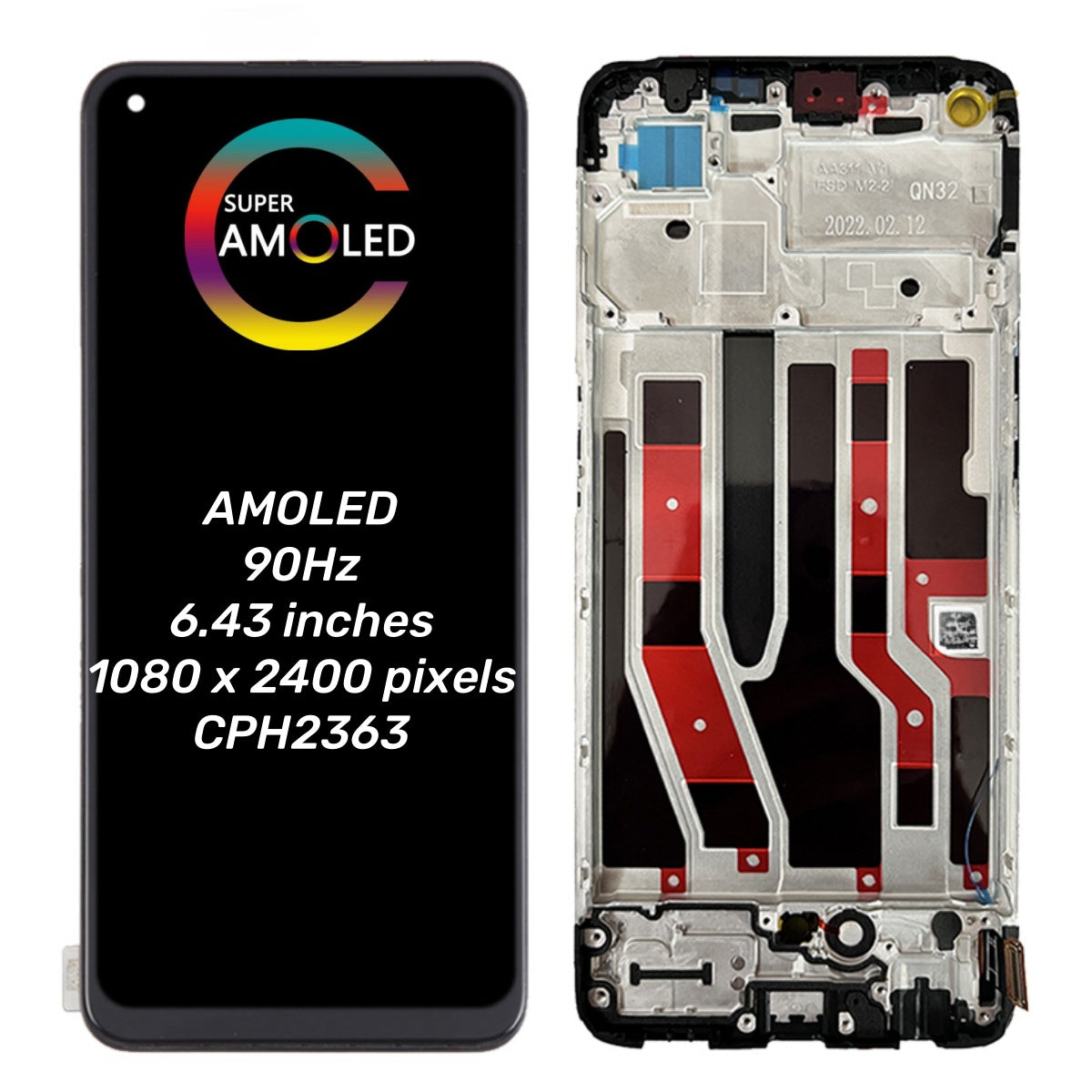 Replacement AMOLED Display Touch Screen With Frame For OPPO Reno 7 4G ...