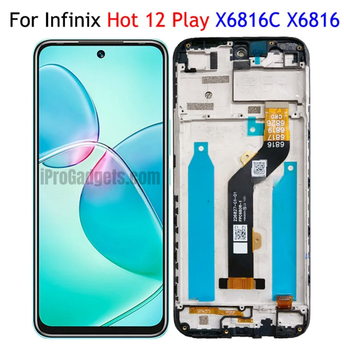 Replacement New Display With Frame for Infinix Hot 12 Play NFC X6816 X ...