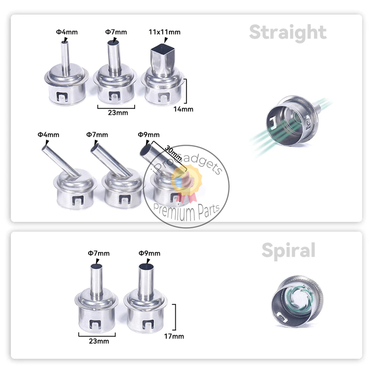 Yihua 8-in-1 SMD Hot Air Gun Station Nozzle for 959D-II 993DM-II 993DM ...