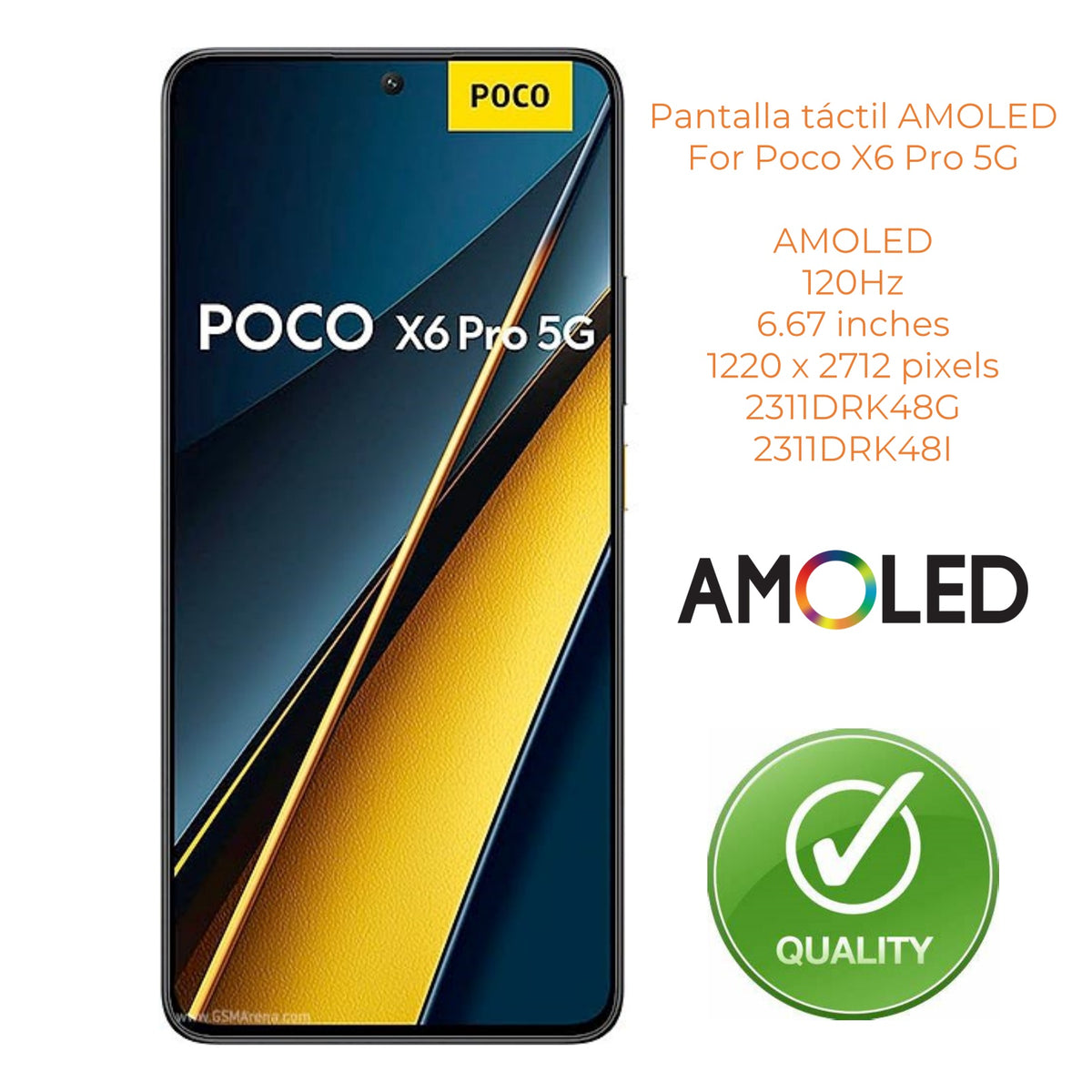 Replacement AMOLED Display Touch Screen For Xiaomi Poco X6 Pro 5G ...