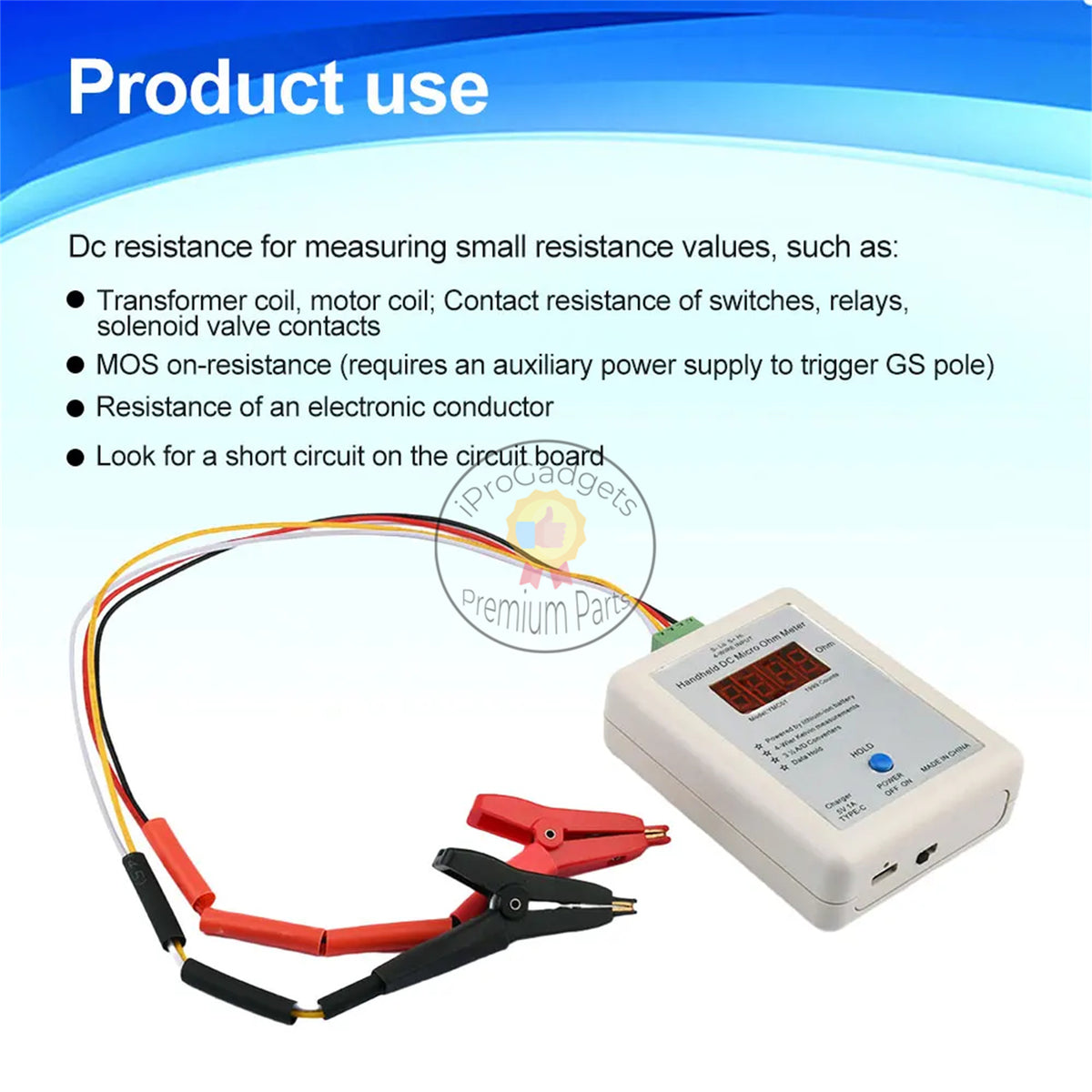 YMC01 Handheld DC Milliohmmeter Low Resistance Tester Meter Four Wire ...