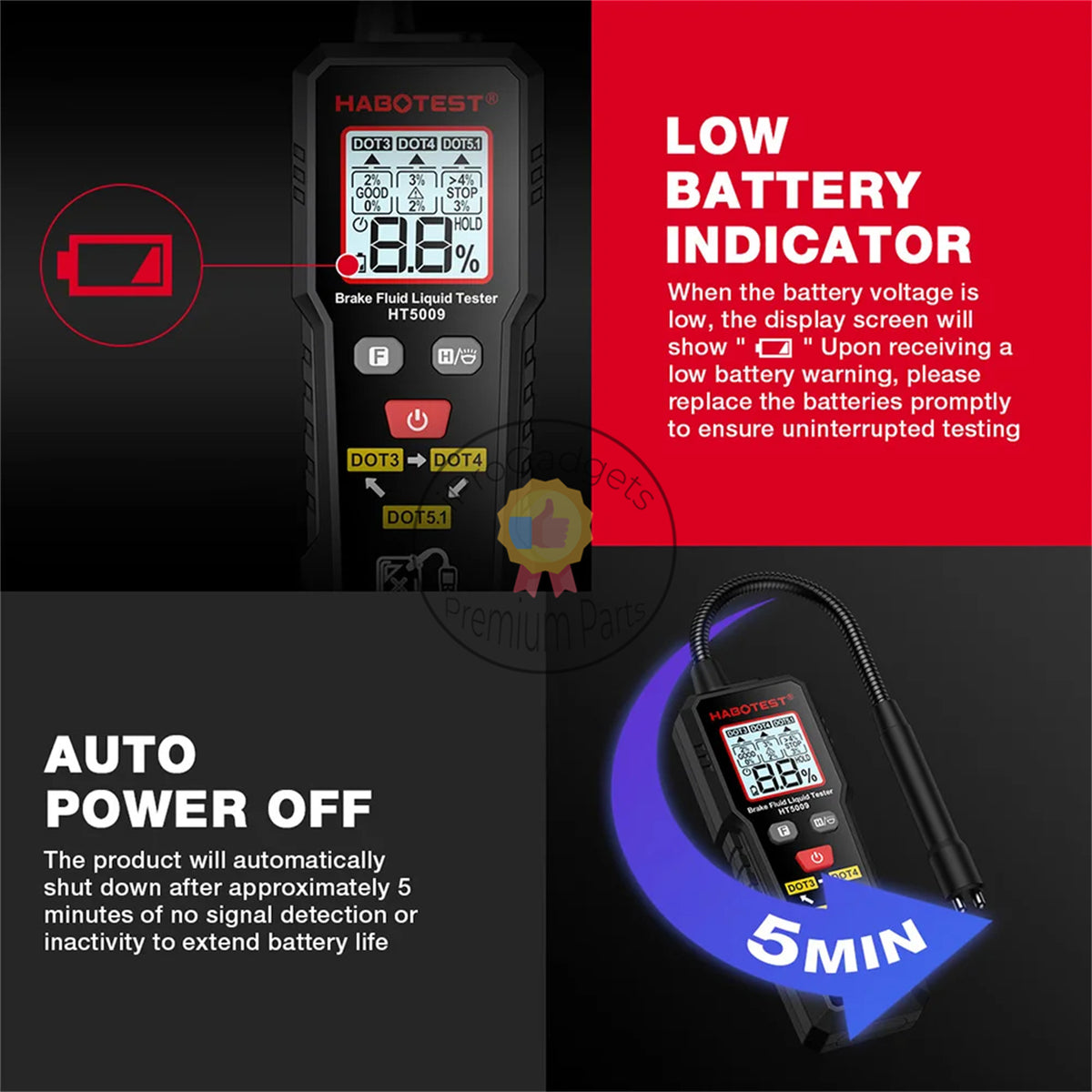 HT5009 Digital Auto Brake Liquid Oil Detector High Precision Automobile ...