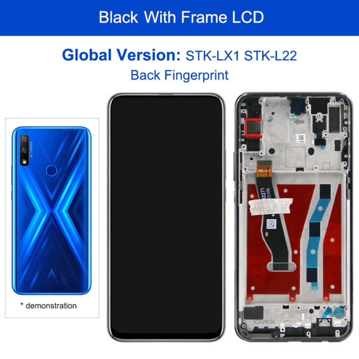 Replacement LCD Display Touch Screen With Frame For Honor 9X Global STK ...