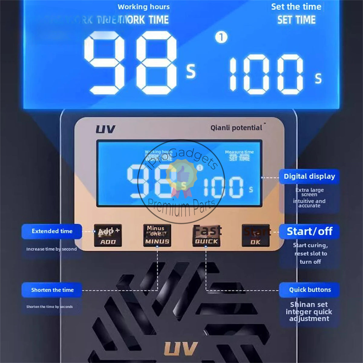 Qiali UVC17 All-in-one UV Mini Curing UV Lamp with Wrinkle Free Curved ...
