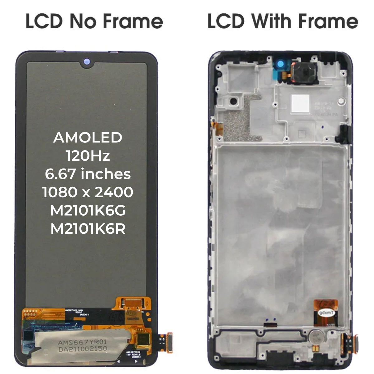 Replacement AMOLED Screen Display With Frame For Xiaomi Redmi Note 10 ...