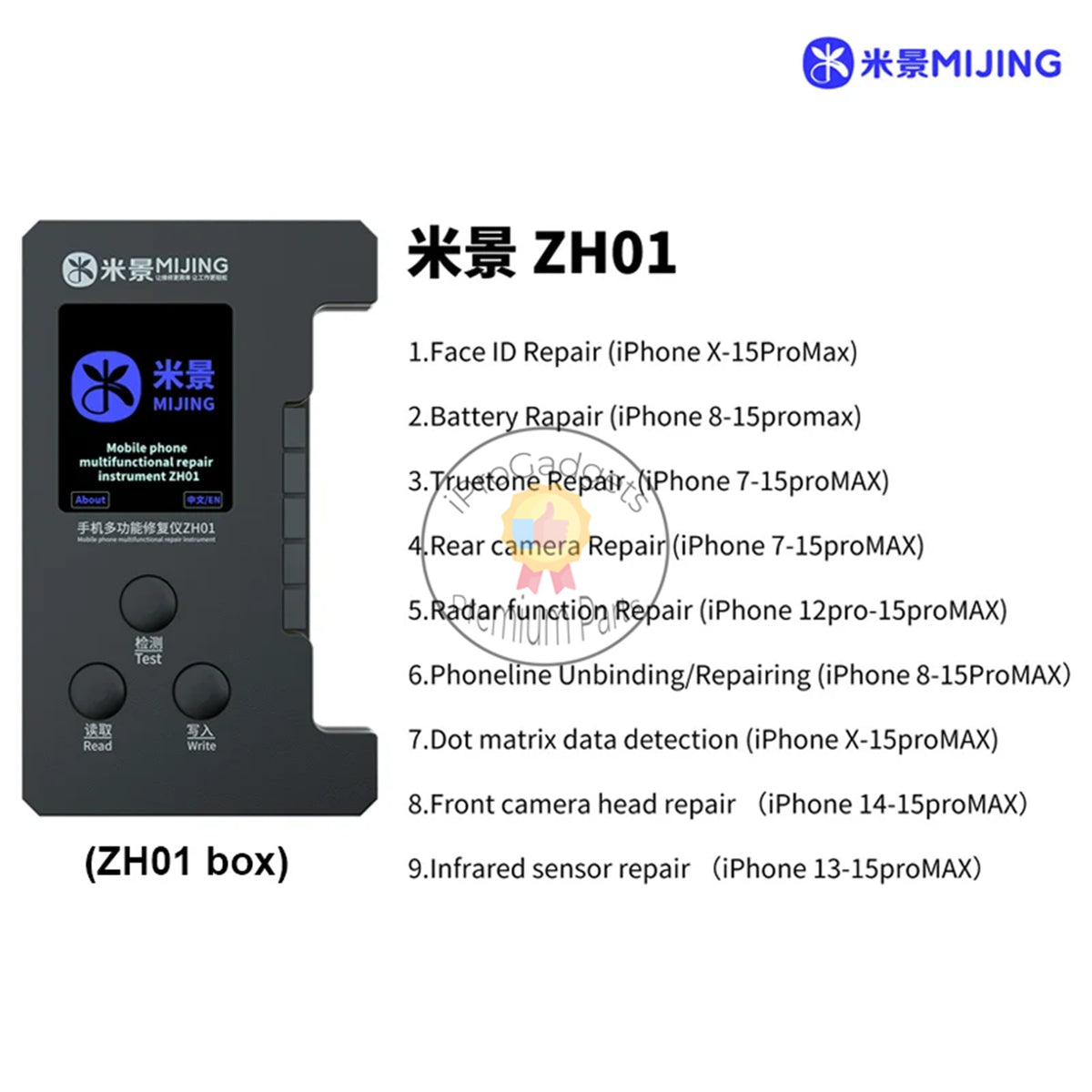 Mijing ZH01 Multi-function Dot Matrix Battery Repair Programmer Solder ...