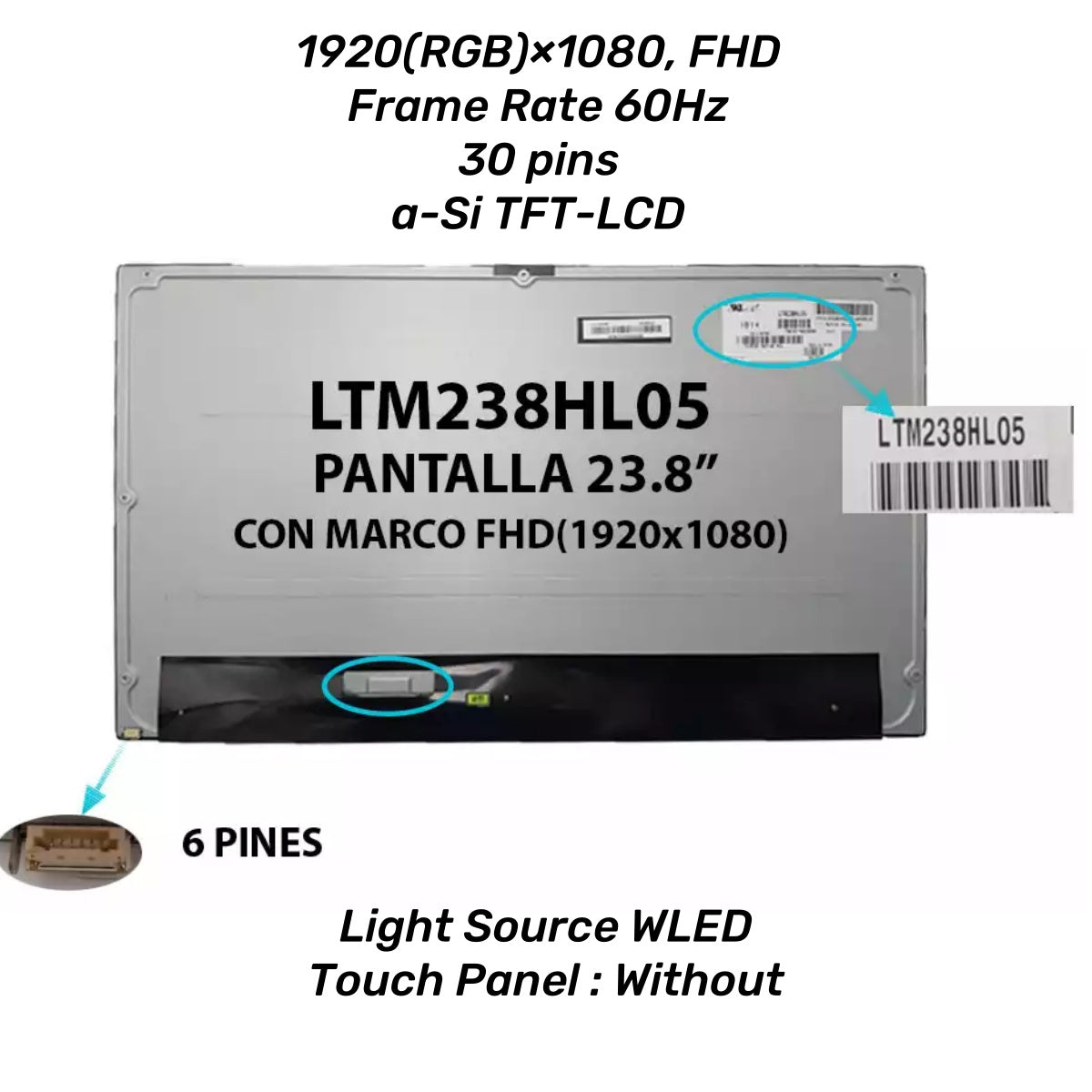 LTM238HL05 23.8 inch All in One LCD Panel Replacement for Desktop ...