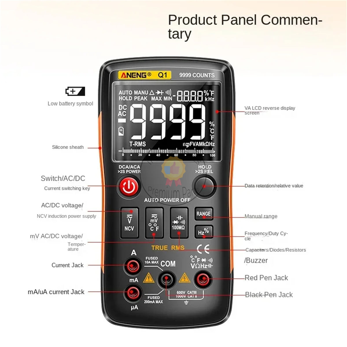 Aneng Q1 Digital Multimeter 9999 Analog Tester True RMS Professional ...
