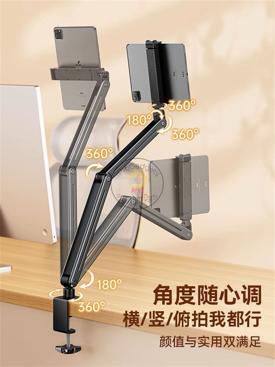 Foldable Rotatable Long Arm Holder for 5 to 13 inches Phone Tablet ...