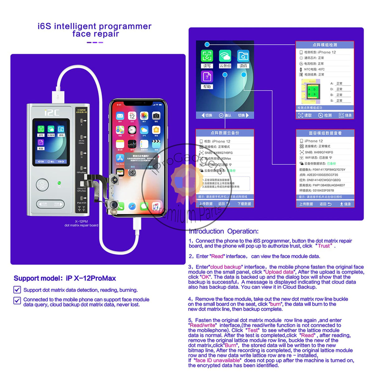 i2C i6S Intelligent Programmer for iPhone 7-14 ProMax True Tone ...