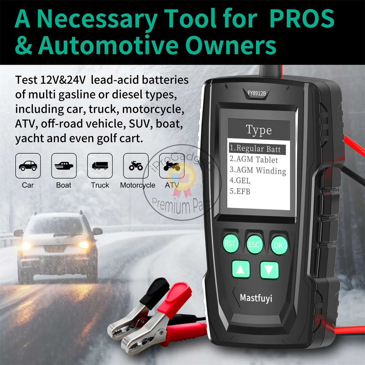 Mastfuyi FY8912B Car Automotive Battery Tester 1224V Battery System ...