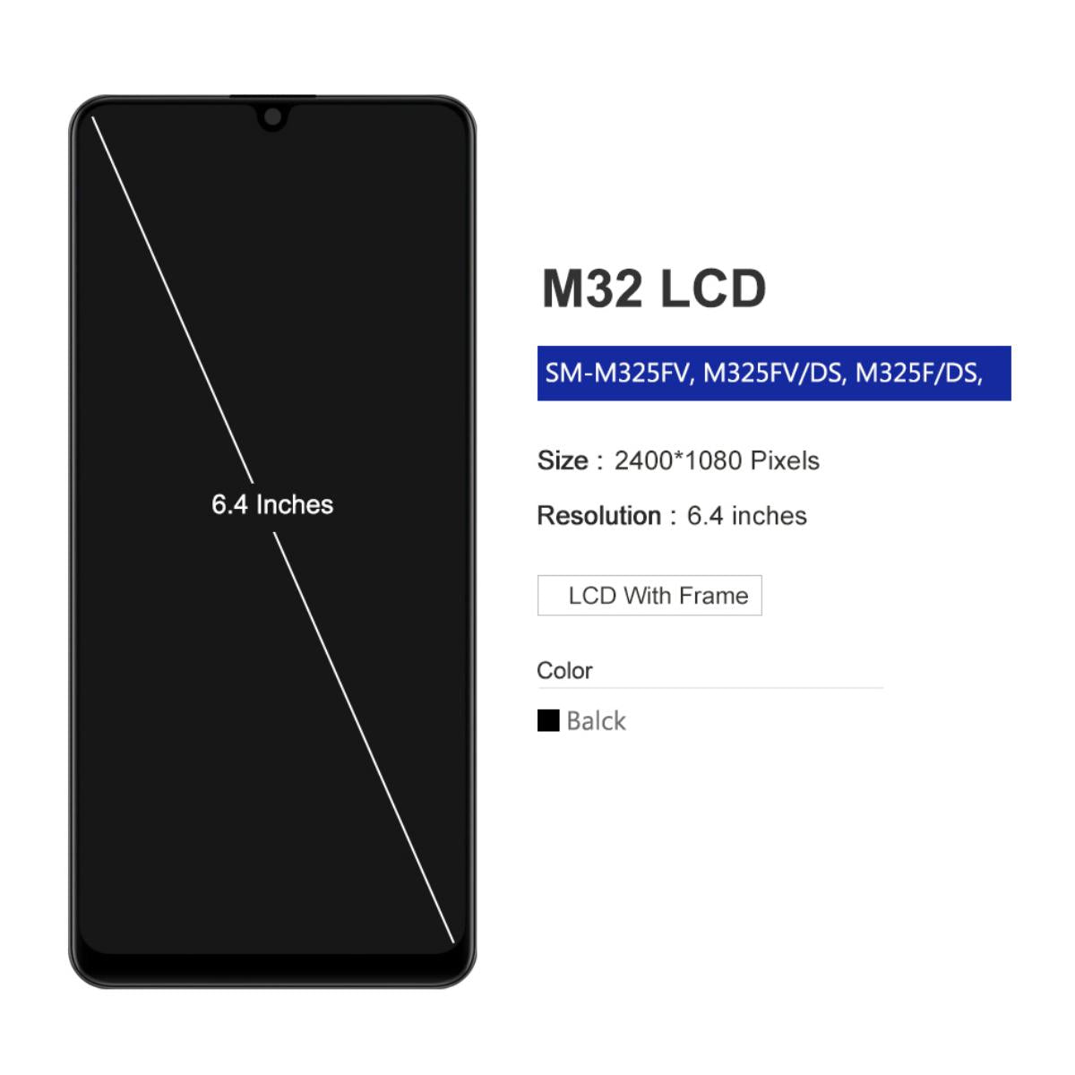 Replacement For Samsung Galaxy M32 M325F M325F/DS M325 AMOLED LCD Touch ...