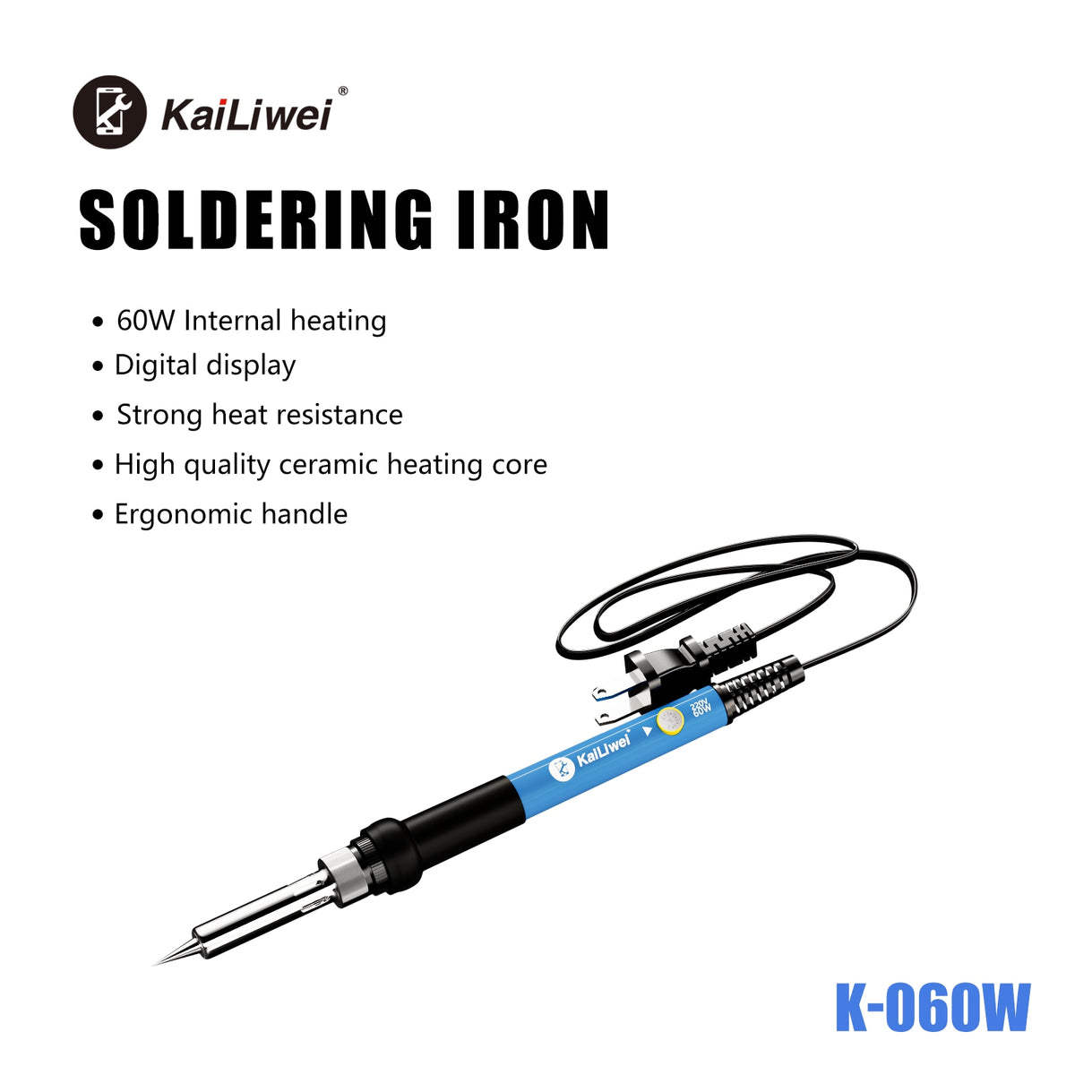 K-060W Adjustable Temperature Electric Solder Iron Rework Station Hand ...