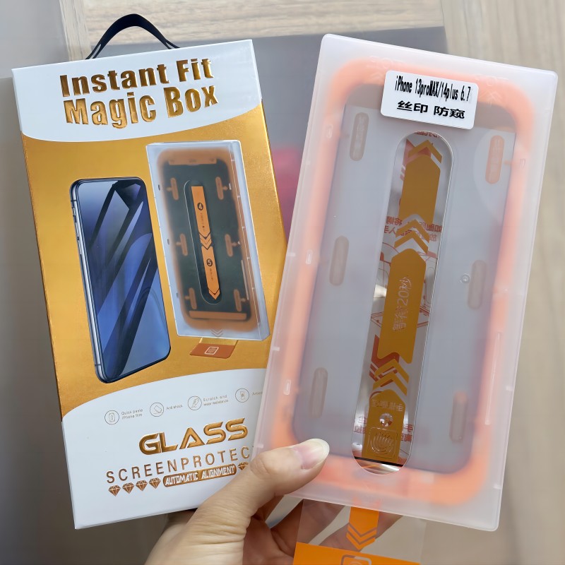 Instant Fit Magic Box Tempered Glass for iPhone Easy Applicator Screen ...